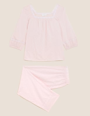 Pure Cotton Square Neck Pyjama Set
