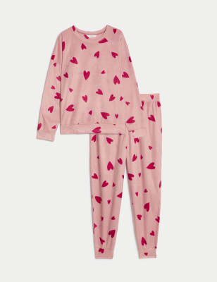 Fleece Heart Print Pyjama Set