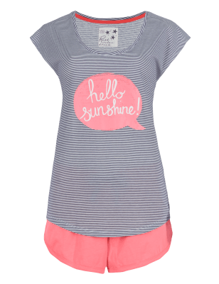 Hello Sunshine Slogan Short Pyjamas | M&S Collection | M&S