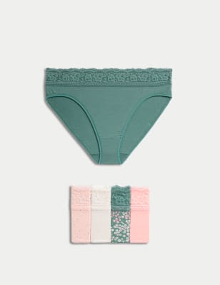 Pack of 5 Printed Lace Trim Knickers