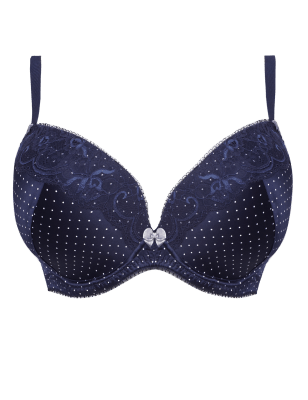 Floral Lace Pin Spotted Padded Plunge DD-GG Bra | Limited Collection | M&S