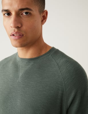 Pure Cotton Waffle Loungewear Sweatshirt