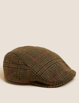 Pure Wool Checked Flat Cap with Stormwear™