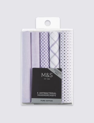 5 Pack Pure Cotton Handkerchiefs with Sanitized Finish® | M&S ...