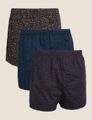 3pk Pure Cotton Assorted Woven Boxers