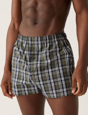3pk Pure Cotton Checked Woven Boxers