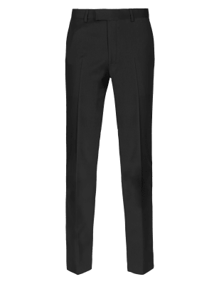 Black Slim Fit Flat Front Trousers | M&S Collection | M&S