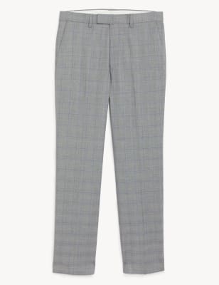 Regular Fit Prince of Wales Check Suit Trousers
