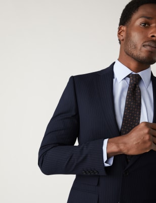Slim Fit Stretch Pinstripe Suit Jacket