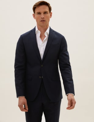 Navy Slim Fit Wool Rich Jacket