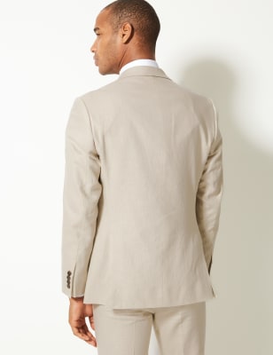 Textured Regular Fit Linen Suit Jacket