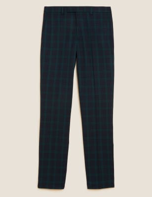 Slim Fit Check Suit Trousers
