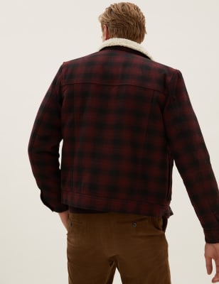 Wool Blend Borg Lined Utility Jacket