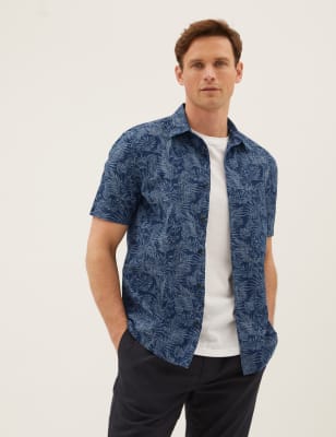 Denim Leaf Print Shirt