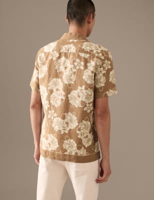 Linen Rich Floral Cuban Collar Shirt