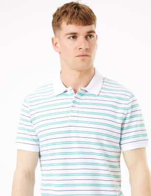 Pure Cotton Double Stripe Polo Shirt