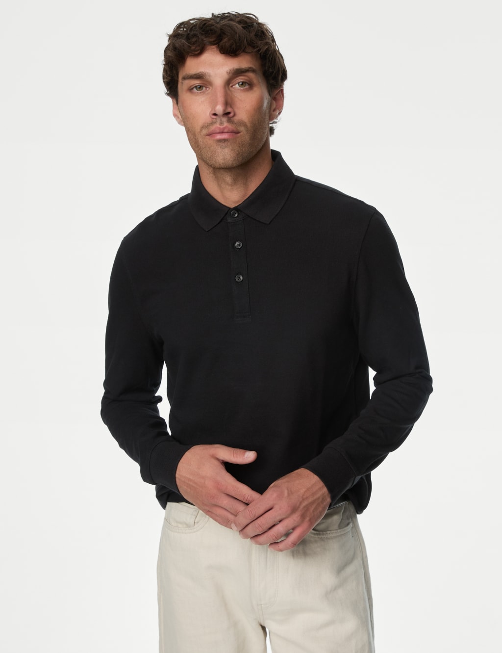 Long-sleeved Men’s Polo Shirts | M&S