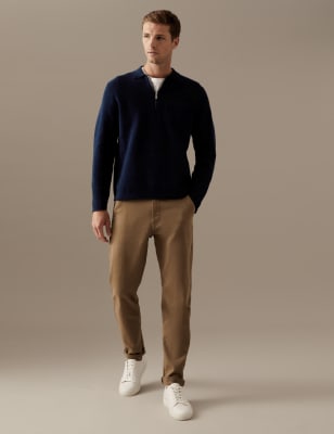 Premium Cotton Zip Neck Knitted Polo Shirt