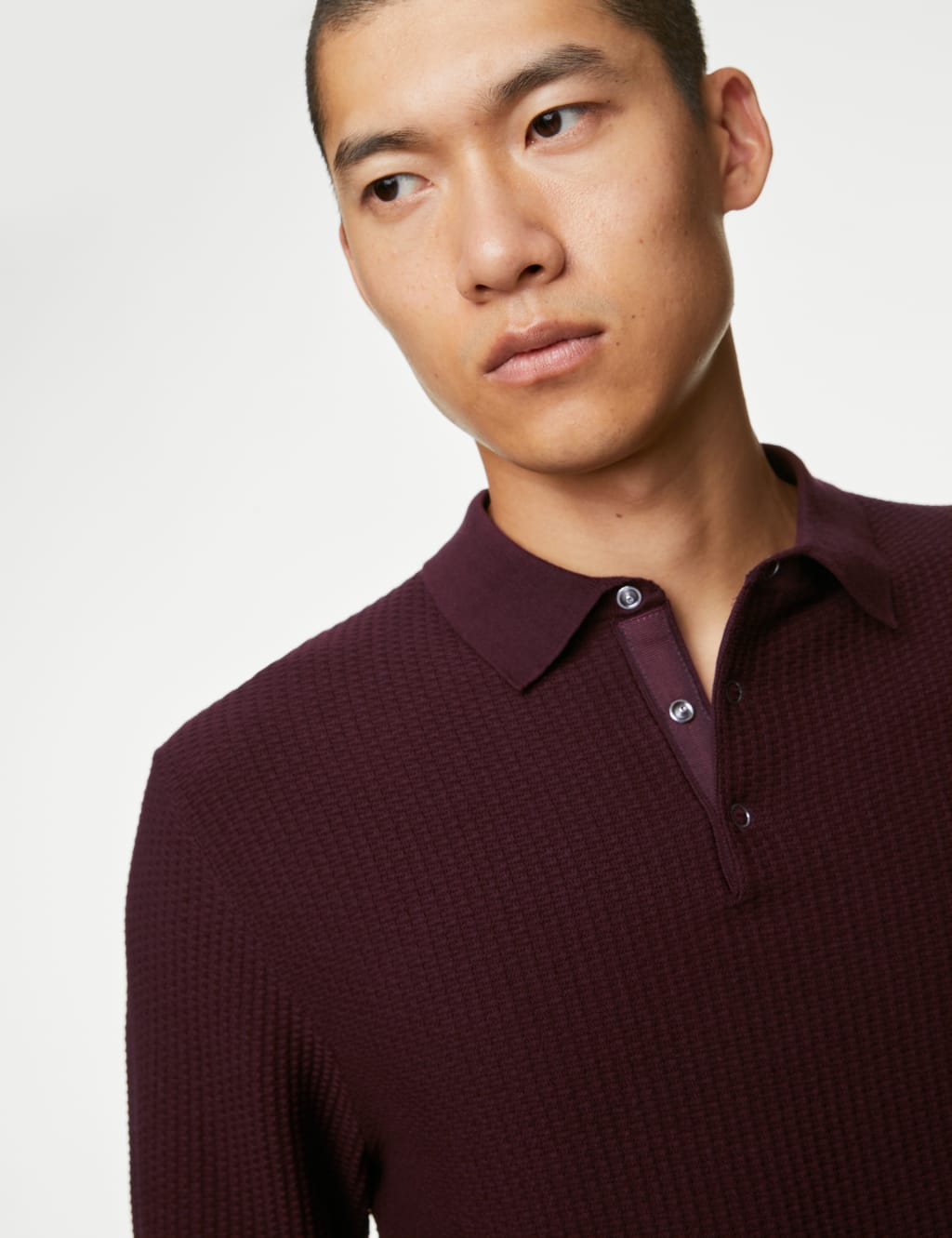 Men’s Long-sleeved Knitted Polo Shirts | M&S