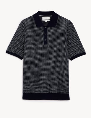 Cotton Modal Textured Knitted Polo Shirt