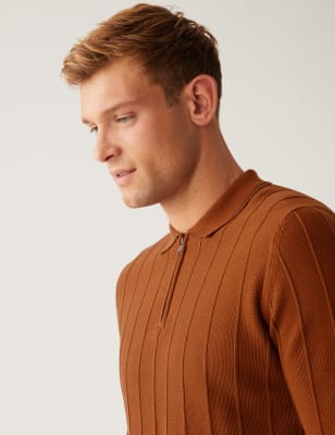 Cotton Modal Textured Knitted Polo Shirt