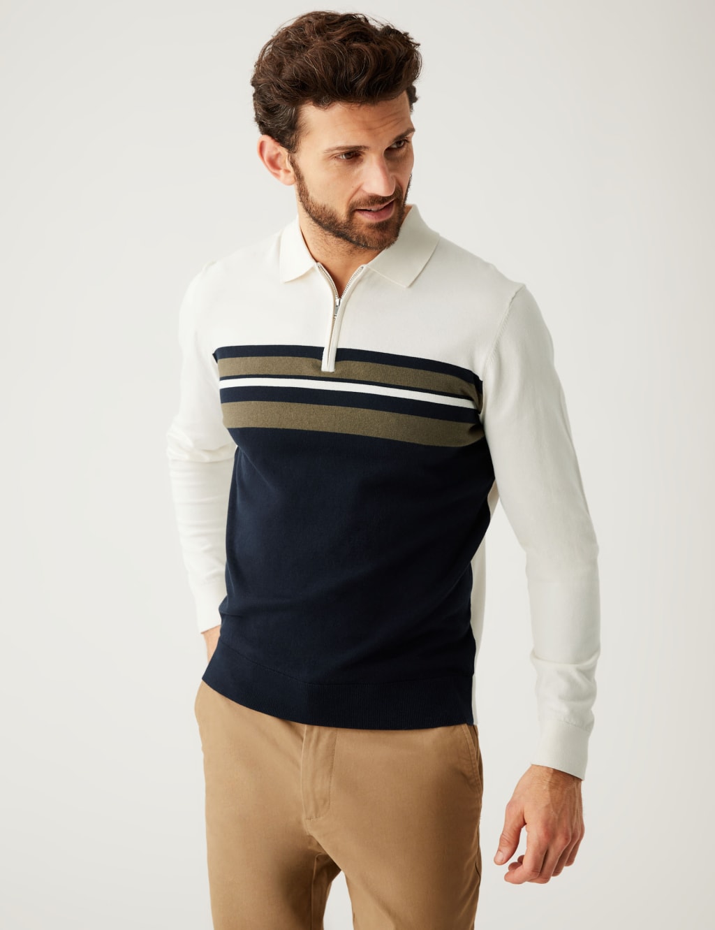 Mens Long Sleeved Knitted Polo Shirts Mands