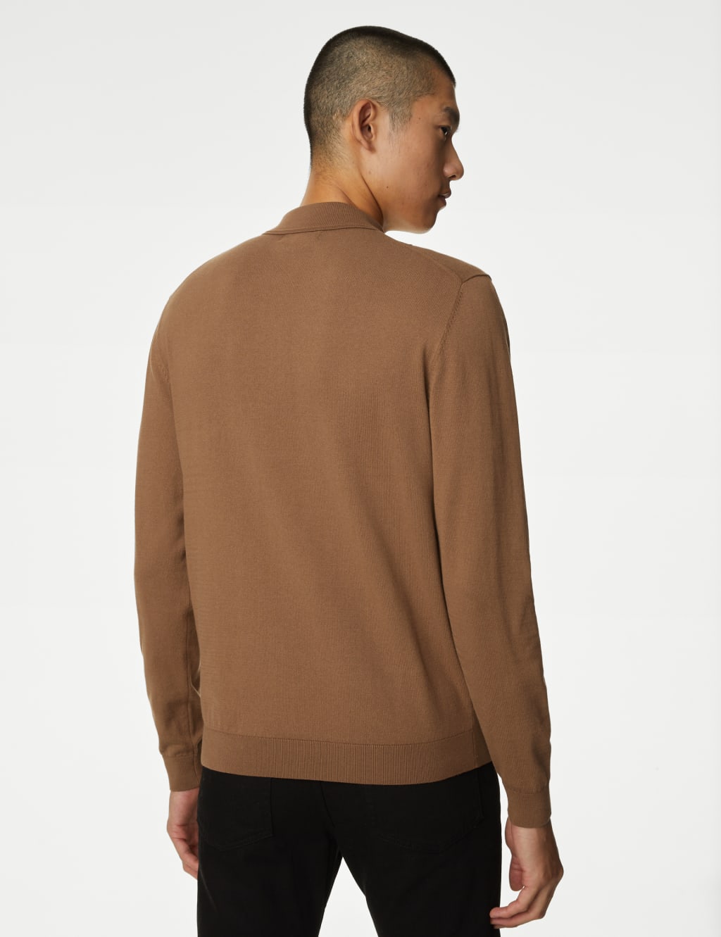 Mens Long Sleeved Knitted Polo Shirts Mands