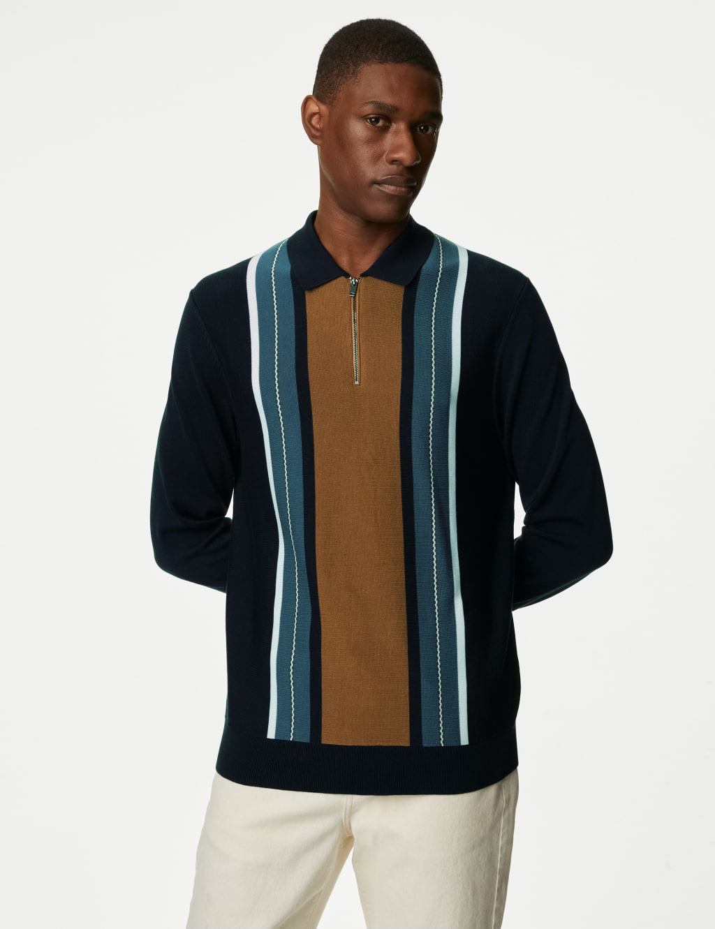 Mens Long Sleeved Knitted Polo Shirts Mands