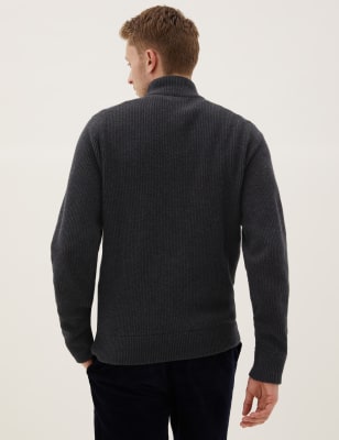 Wool Funnel Neck Knitted Jacket