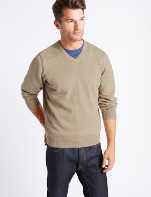 Pure Cotton V-Neck Jumper