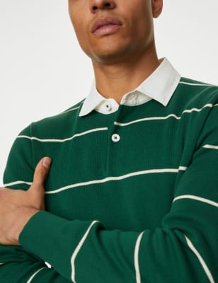 Pure Cotton Striped Knitted Rugby Shirt