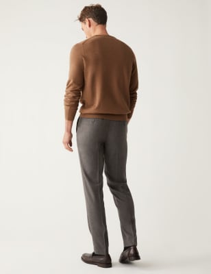 Tailored Fit Pure Wool Flannel Trousers