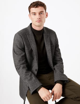 Slim Fit Textured Check Jacket