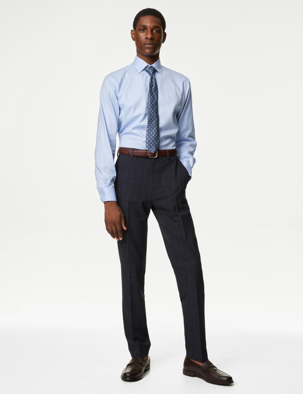 Men's Checked Smart Trousers | M&S