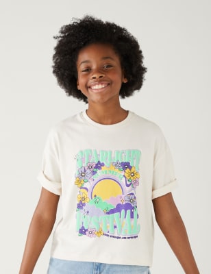 Pure Cotton Slogan Cropped T-Shirt Pure Cotton Slogan Cropped T-Shirt