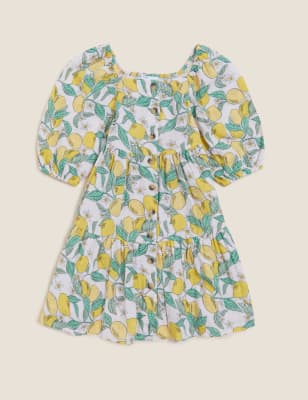 Pure Cotton Lemon Print Dress (6-16 Yrs)