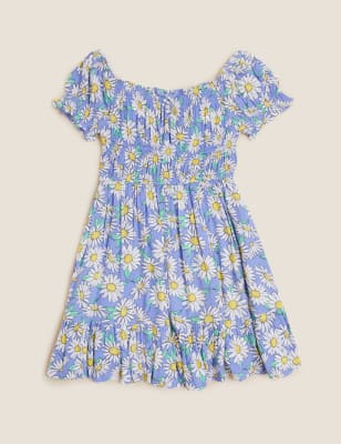 Daisy Print Shirred Dress (6-16 Yrs)