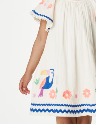 Pure Cotton Toucan Dress (2-8 Yrs)