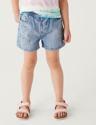 Denim Heart Shorts