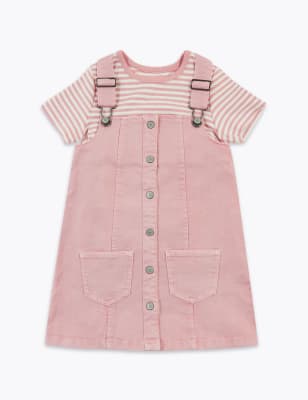 Cotton Pinny Dress & T-Shirt Outfit Set (2-7 Yrs) | M&S