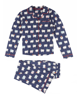 Pure Cotton Stay Soft Sheep Print Pyjamas (6-16 Years) | M&S