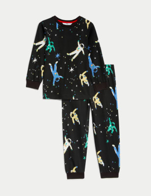 Pure Cotton Glow In The Dark Space Pyjamas (1-8 Yrs)