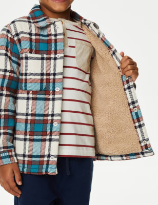 Pure Cotton Borg Lined Check Shacket (2-8 Yrs)