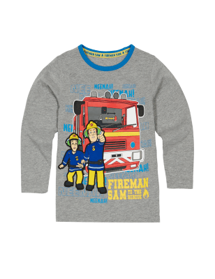 Cotton Rich Fireman Sam™ T-Shirt with LED Lights (1-6 Years) | M&S