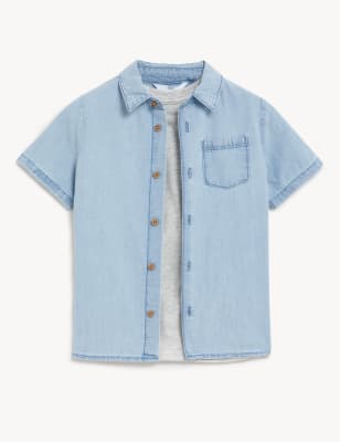 2pc Cotton Rich Shirt & T-Shirt Set