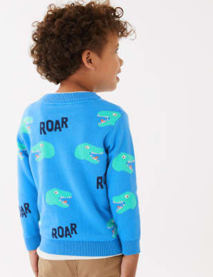 Pure Cotton Knitted Dinosaur Jumper