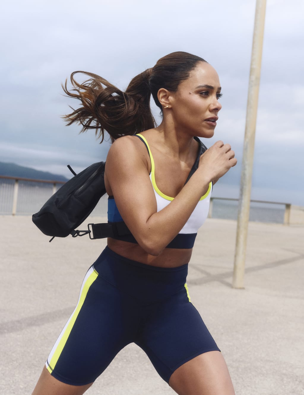 Sam Side Stripe High Waisted Gym Shorts | Lilybod | M&S