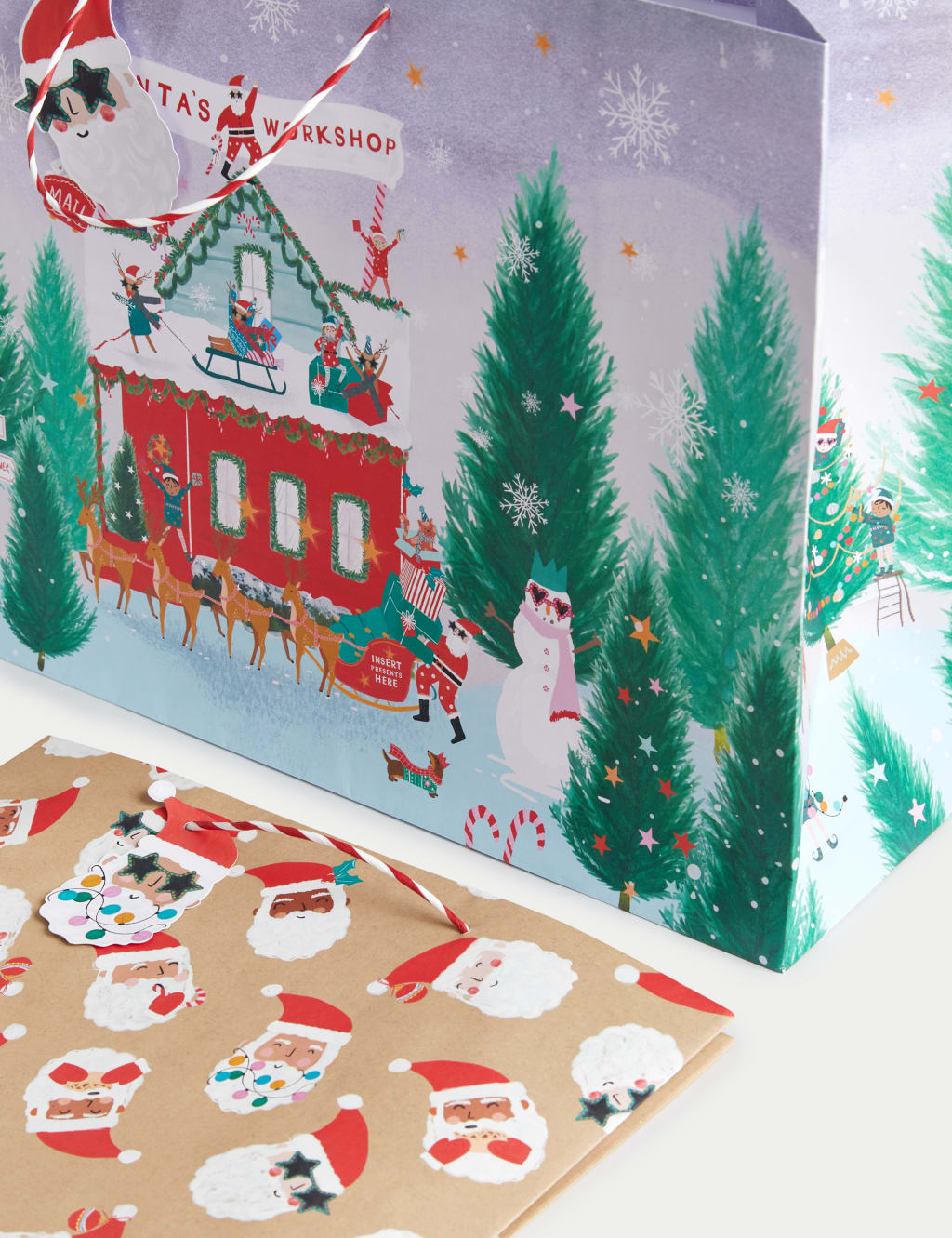 Santa Design Christmas Extra Large Gift Bag Pack of 2 | M&S