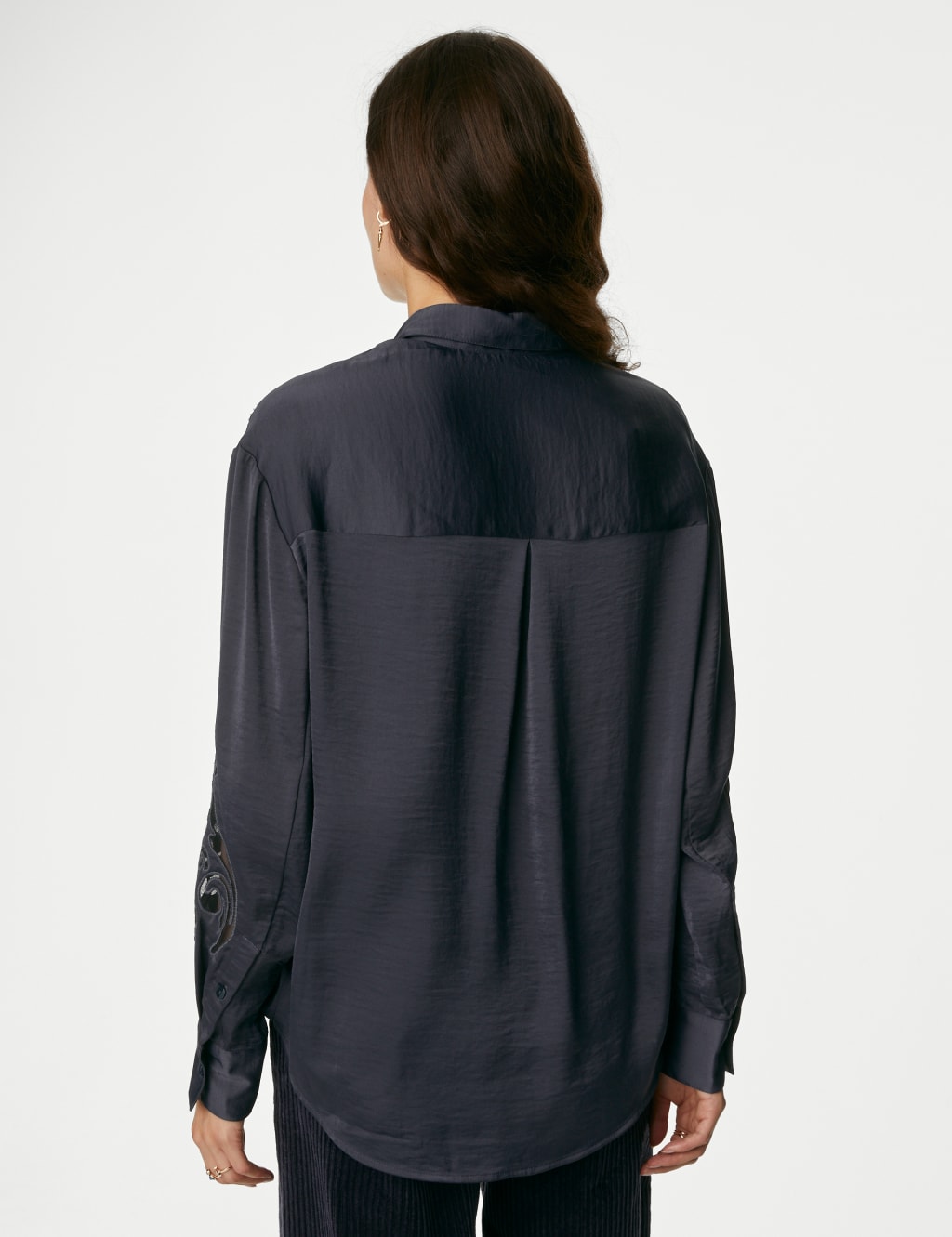 Satin Beaded Collared Cutwork Detail Shirt | Per Una | M&S