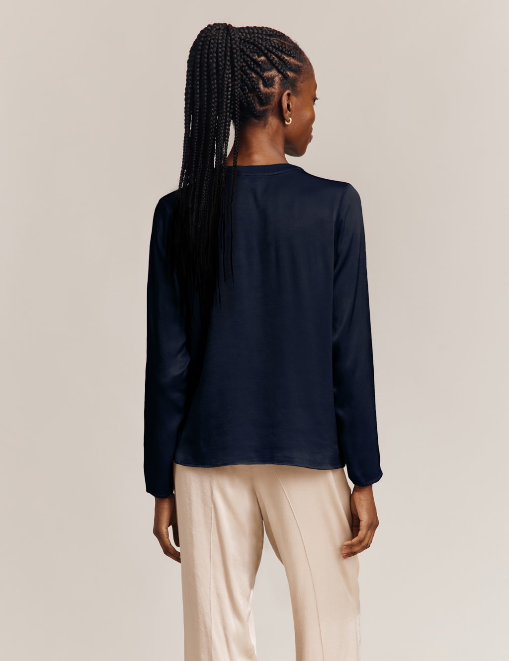 Satin Round Neck Collarless Blouse | Ghost | M&S